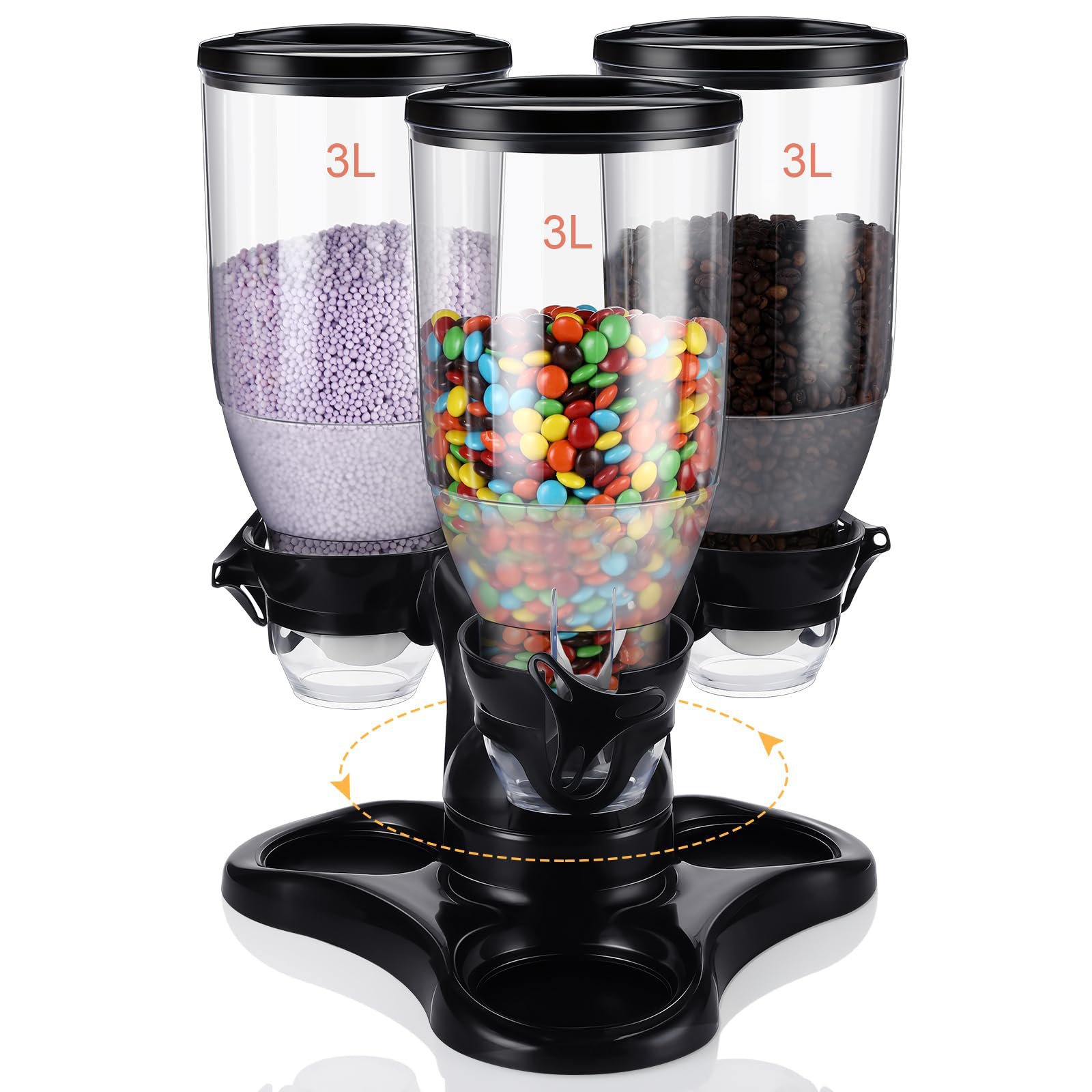 Prep & Savour 3 X 3L Capacity Candy Dispenser Countertop Rotatable ...