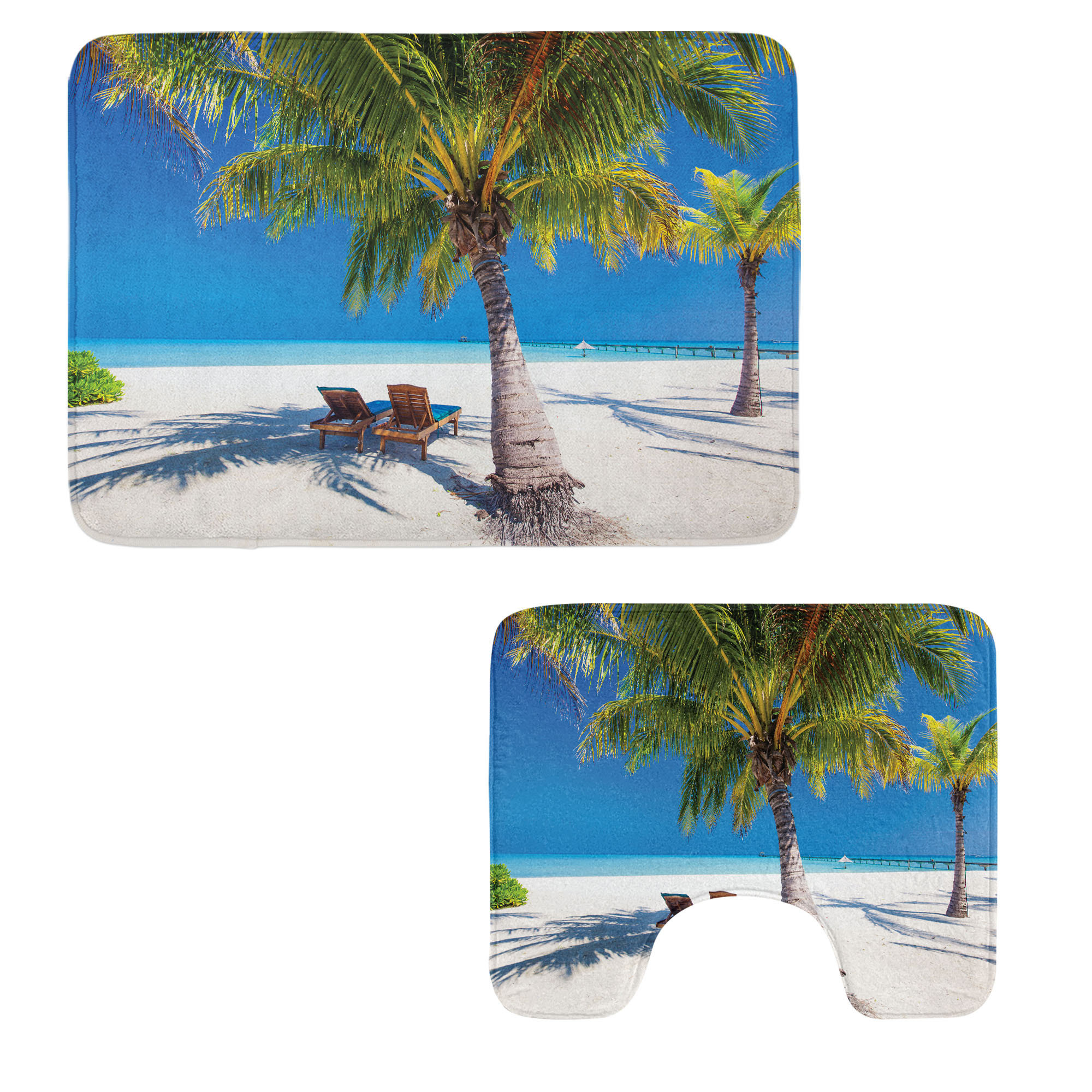 East Urban Home Tropical Bathroom Rug Set 2 Pieces Rectangle & Contour ...