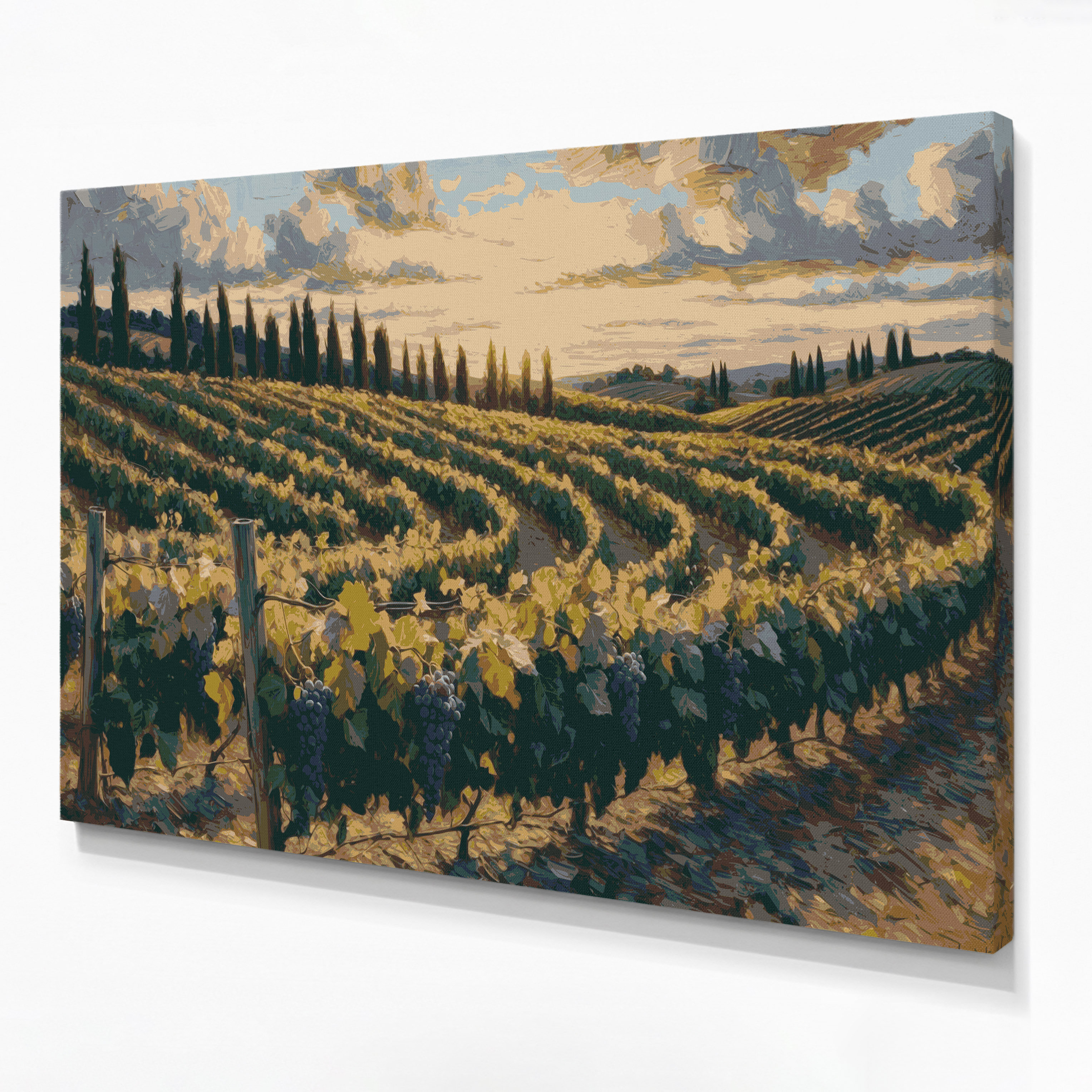 Hokku Designs Farm Grape Vines Gray Canvas Wall Art | Wayfair