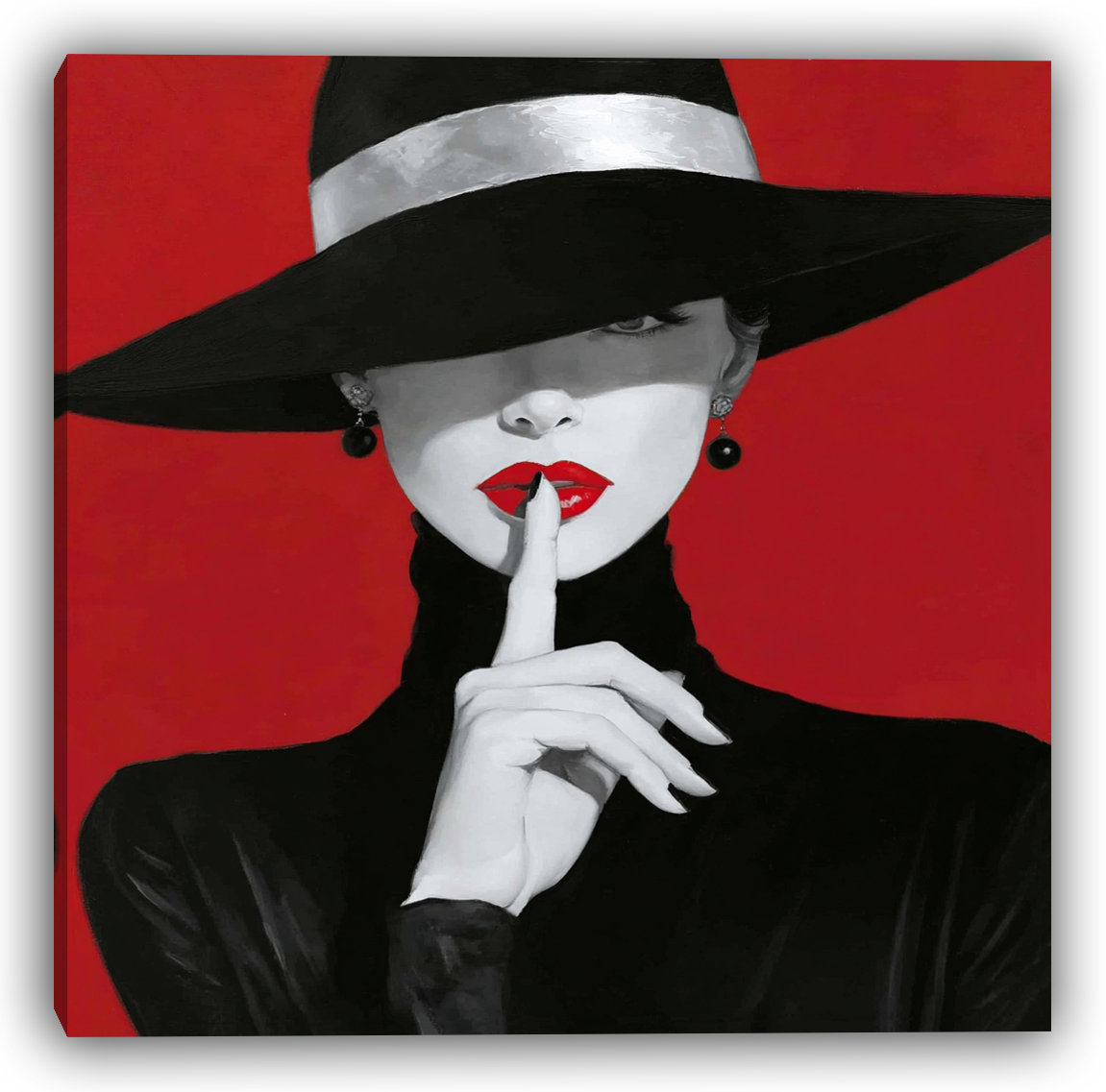 Mercer41 Silence in Red I - Mysterious Woman in Red Canvas Art ...