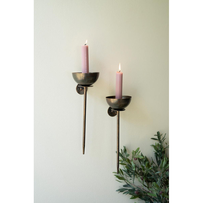 Mercer41 SET OF TWO METAL WALL TAPER CANDLE HOLDERS | Wayfair