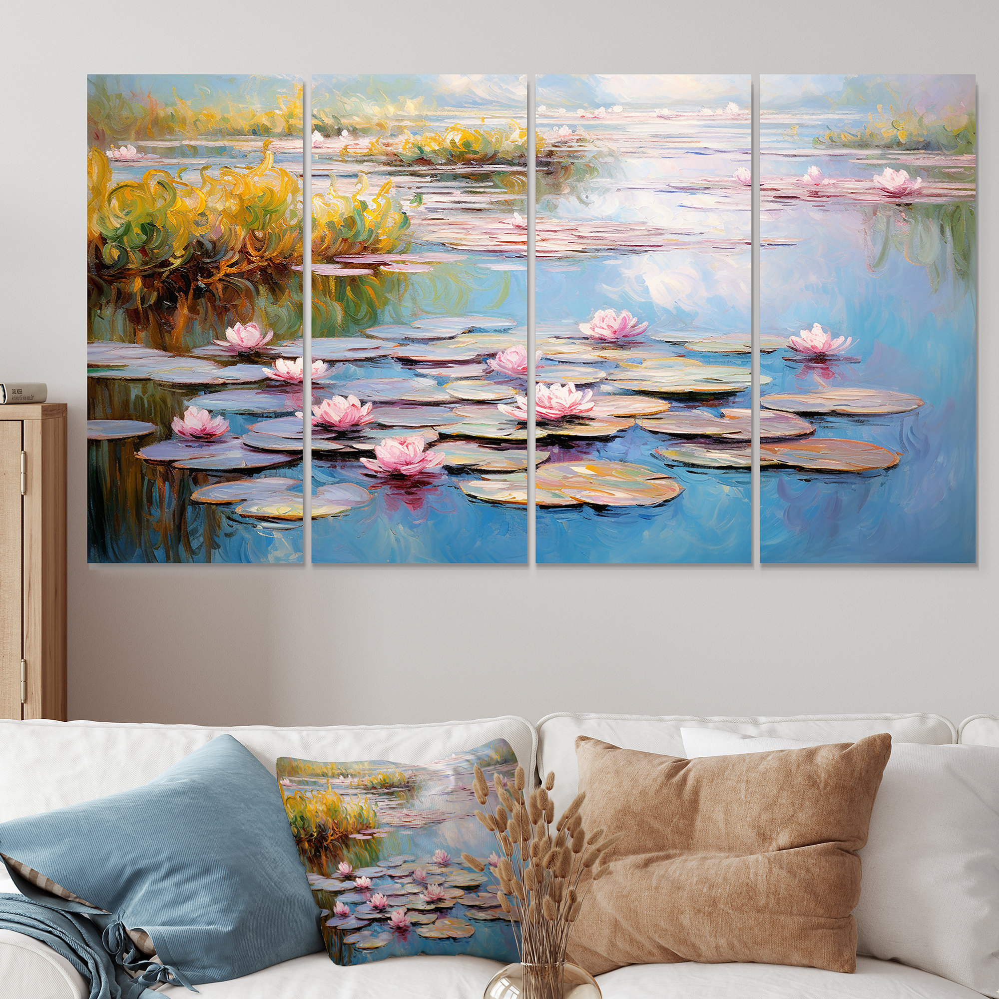 Alcott Hill Monet S Water Lily Pond Reflections III - Lake 4 Piece Wall ...