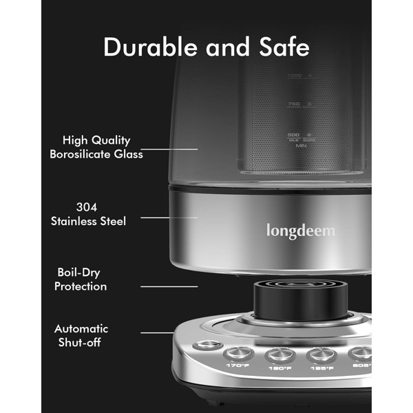 Longdeem Stainless Steel Tea Kettle, 1.7L, Fast Boil, Easy Lid, Warming ...