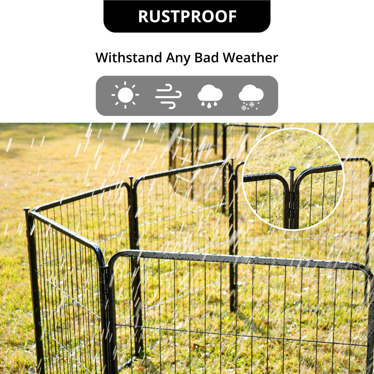 Cozy Castle (4 Fence Panels) No Dig Easy Install Metal Fence ...