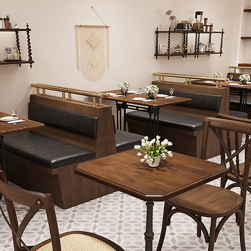 Visual card holder American Retro Cafe Restaurant Benches Faux Leather ...