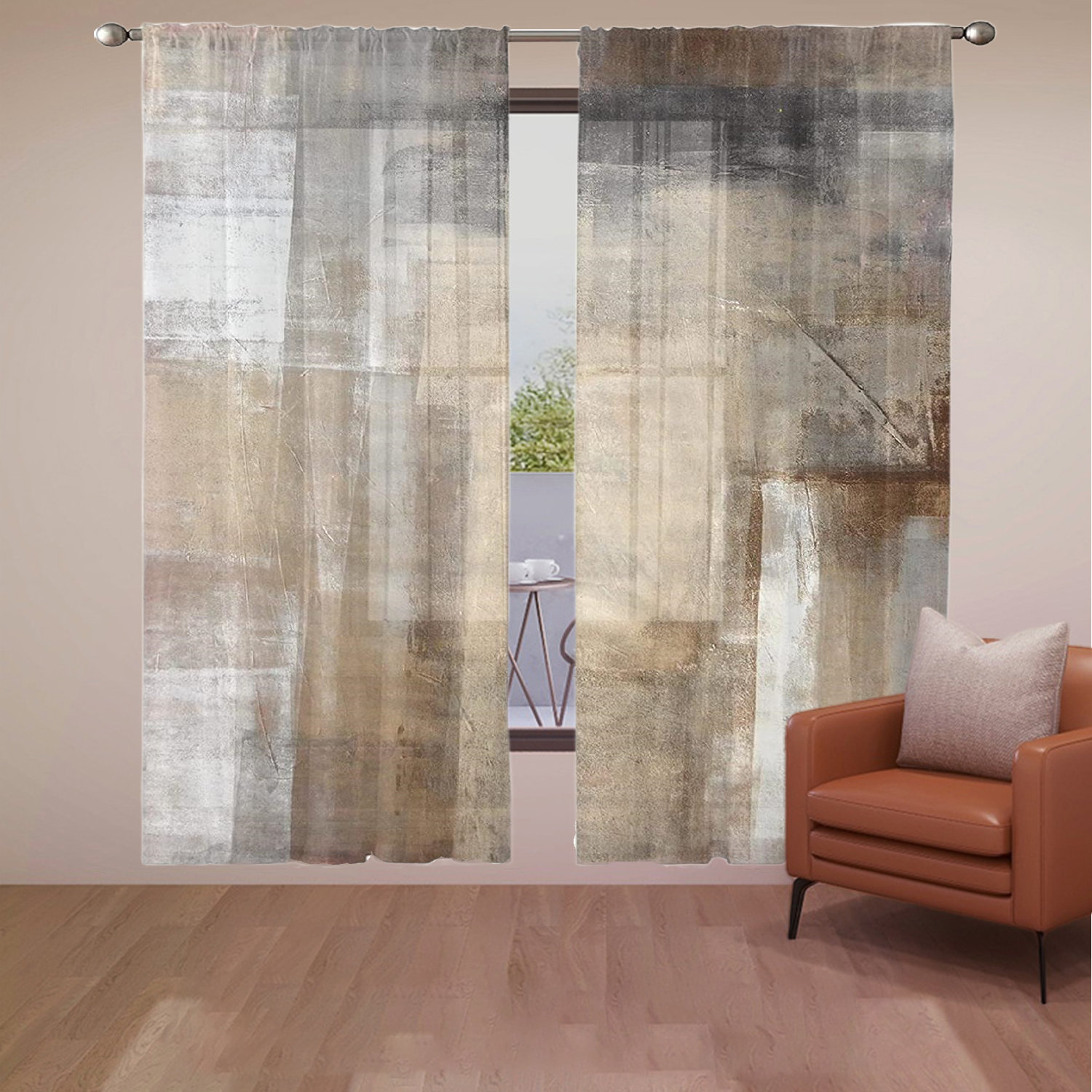 East Urban Home Abstract Sheer Rod Pocket Curtain Panels | Wayfair