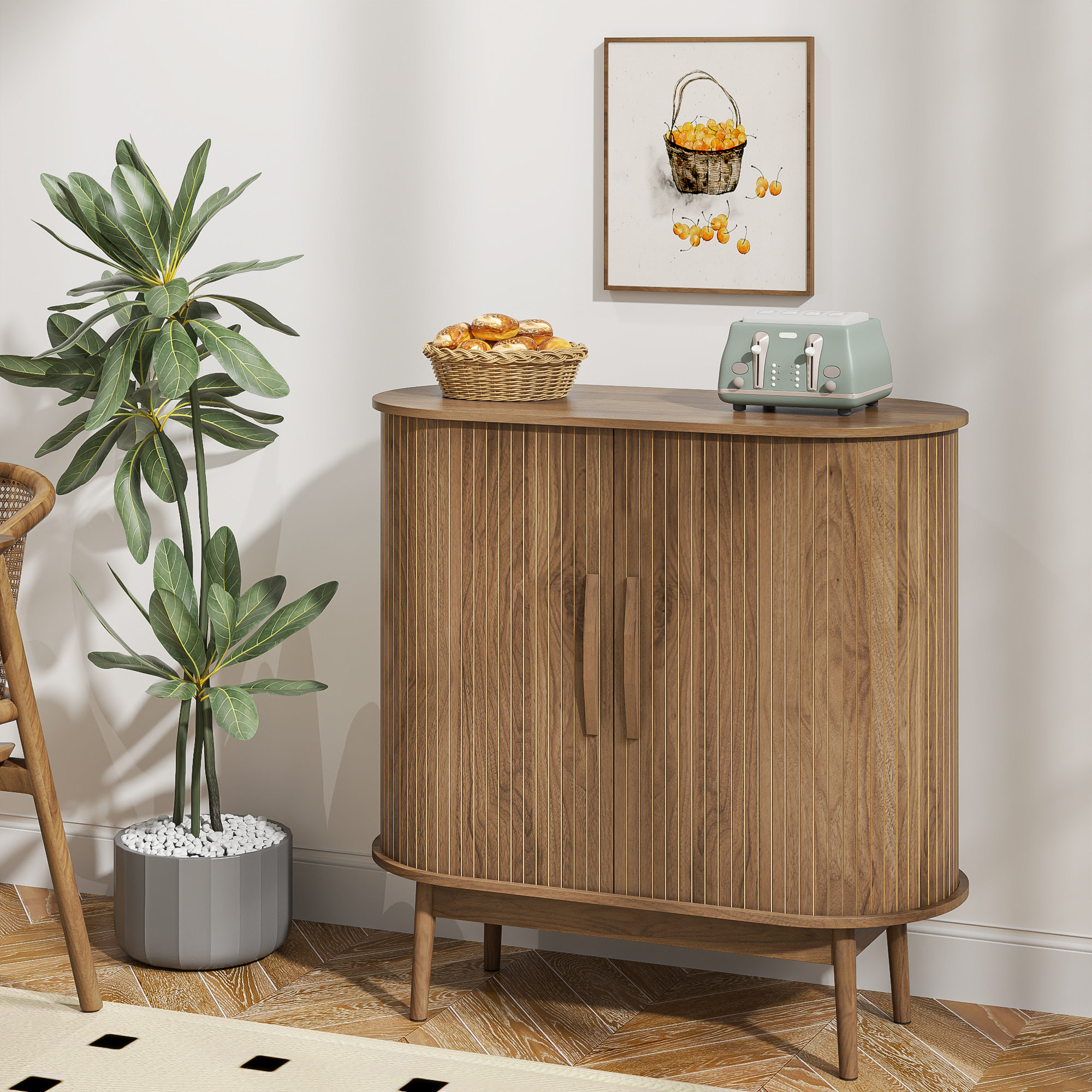 George Oliver Fluted Buffet Sideboard Cabinet with Sliding Doors ...