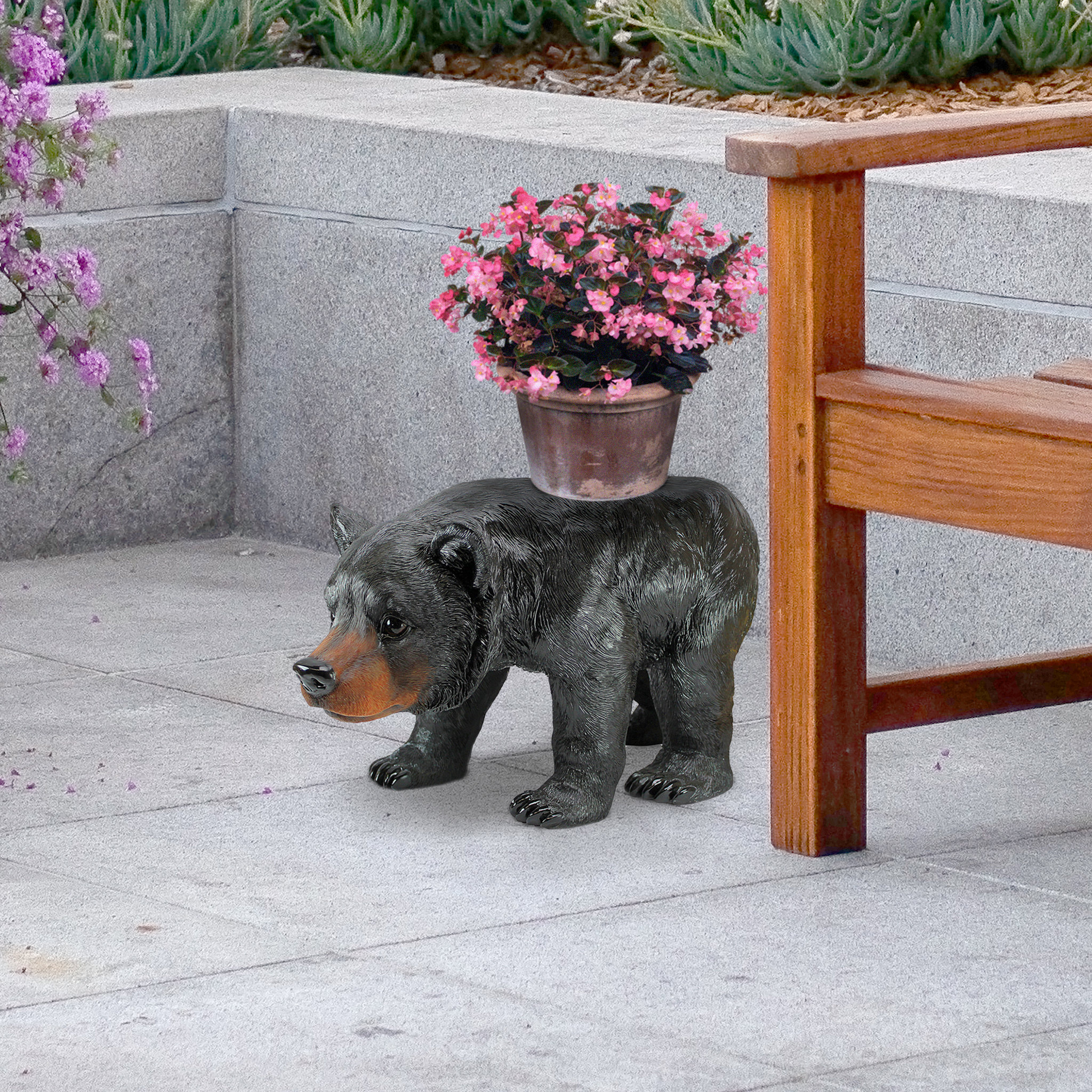 Design Toscano Black Bear Sculptural Accent Stool & Reviews | Wayfair