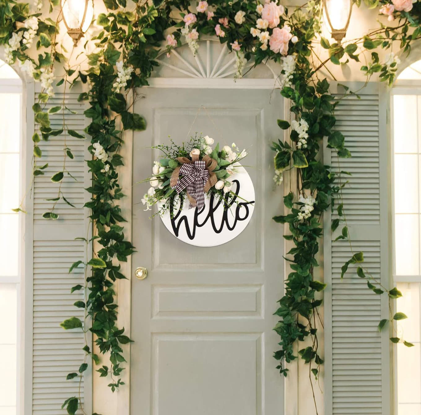 The Holiday Aisle® Round Wood Sign - Hanging Welcome Sign for Farmhouse ...