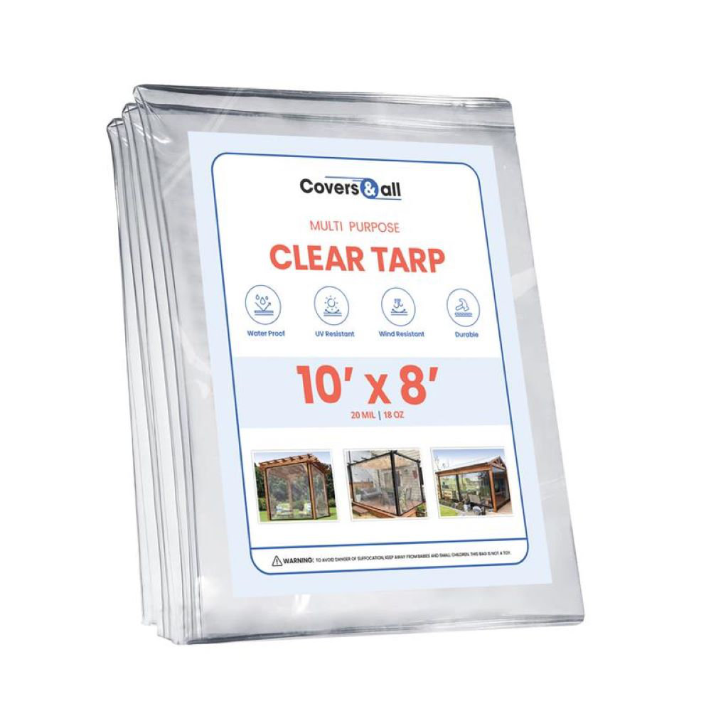 Covers & All Heavy-Duty Outdoor Waterproof Clear Tarp, Multipurpose ...