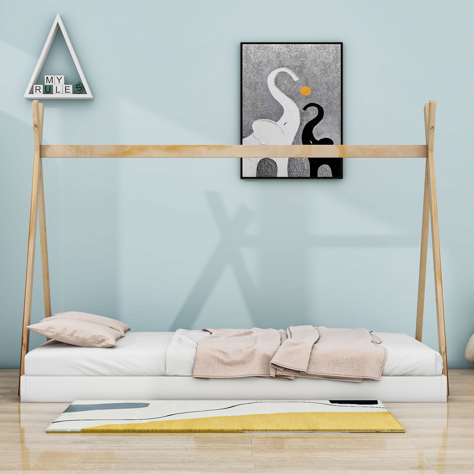 Isabelle & Max™ Twin Wood Tent Bed with Triangle Structure - Wayfair Canada