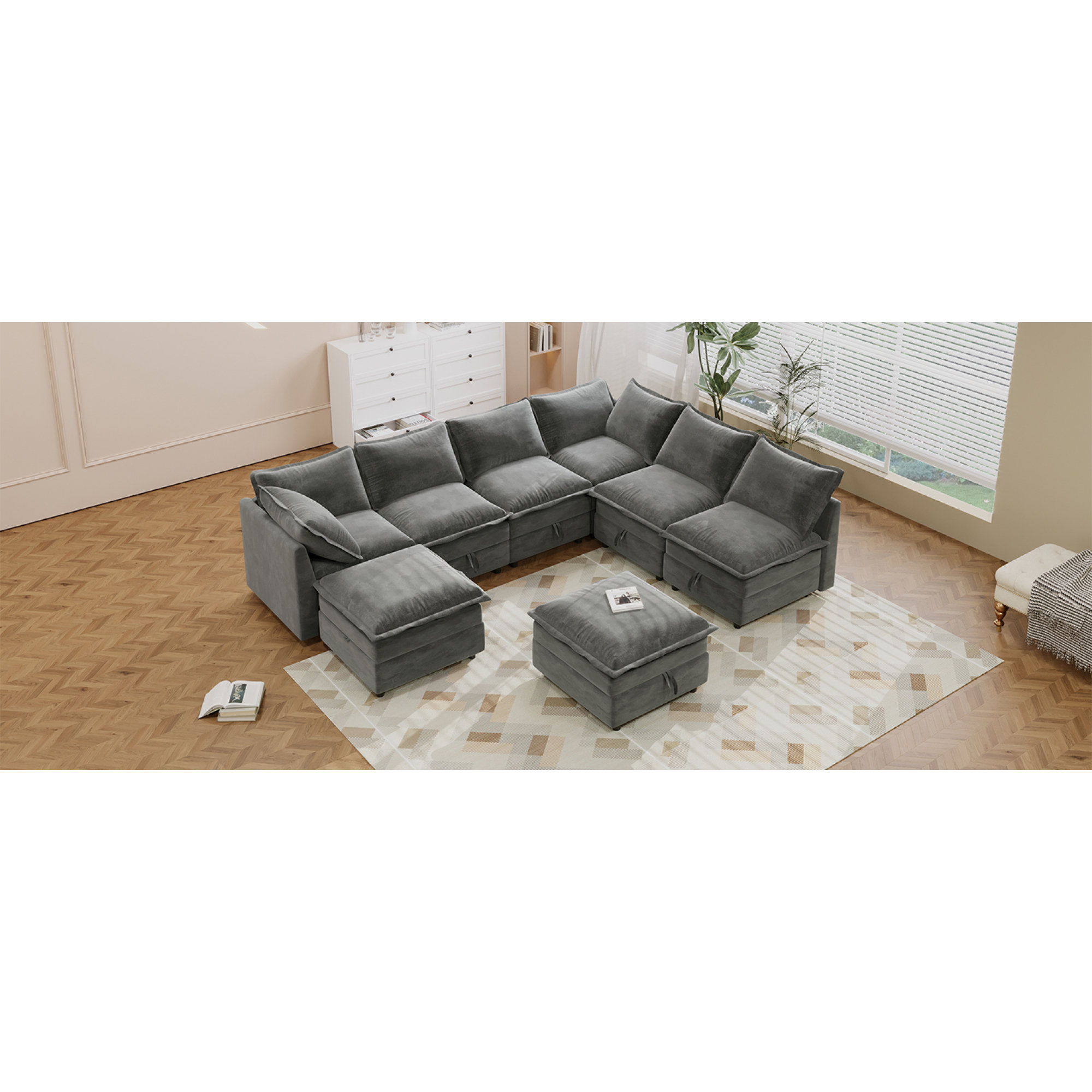 Corrigan Studio® Modular Storage Sofa Polyester Modern Living Room ...