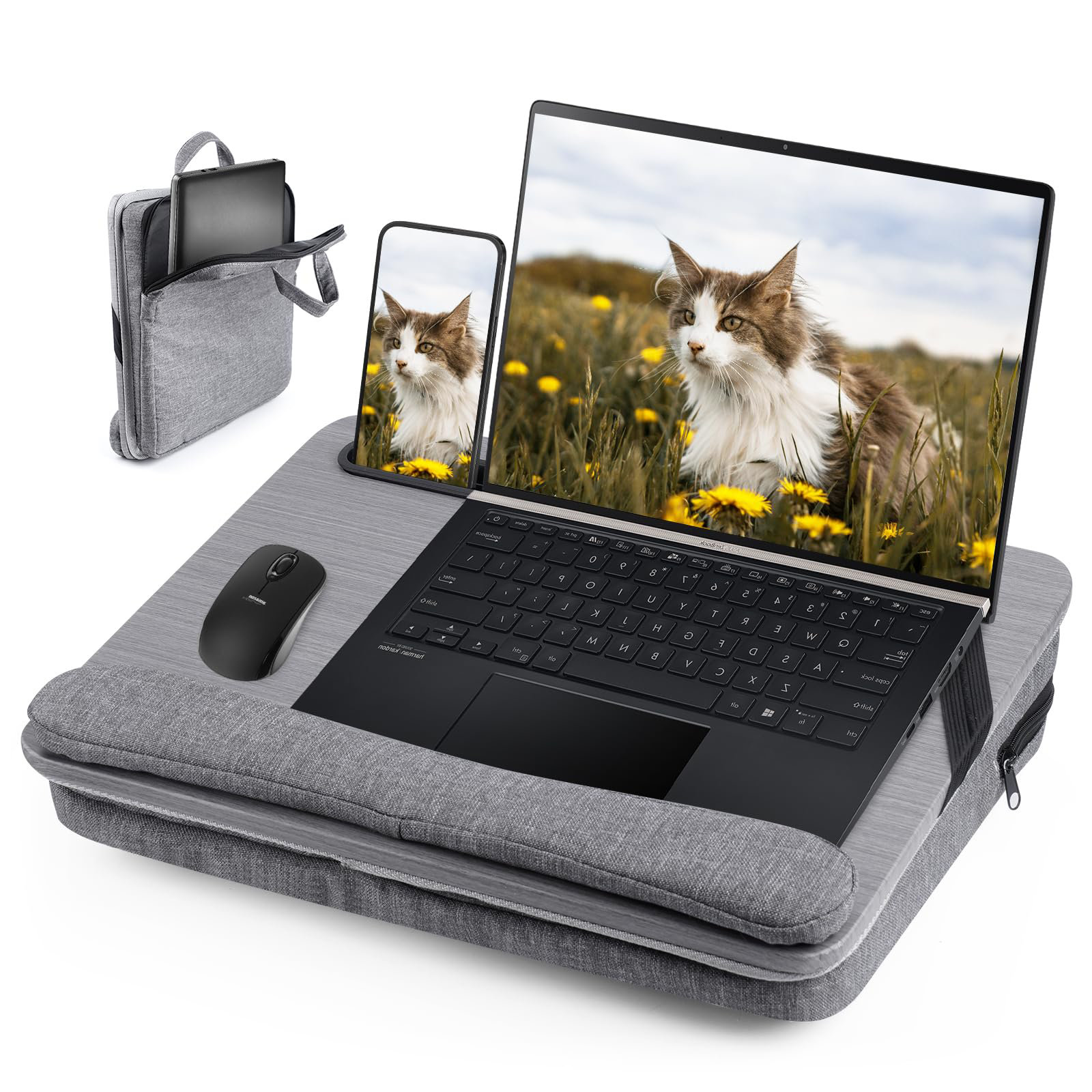 Inbox Zero Portable Lap Desk With Cushion And Storage Bag - 15.6 In ...