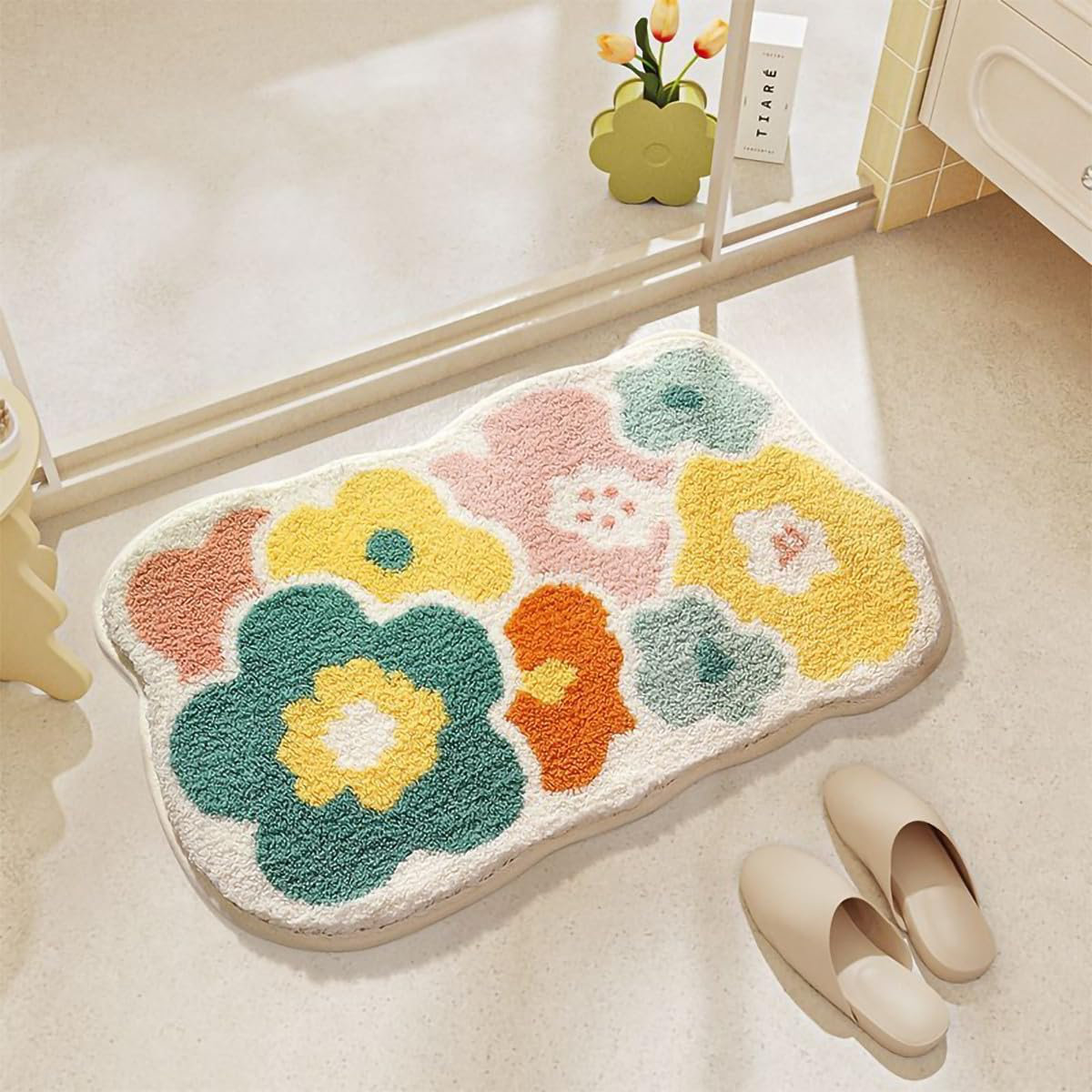 Red Barrel Studio® Flower Bath Rug For Bathroom, Super Soft Fluffy Rug ...