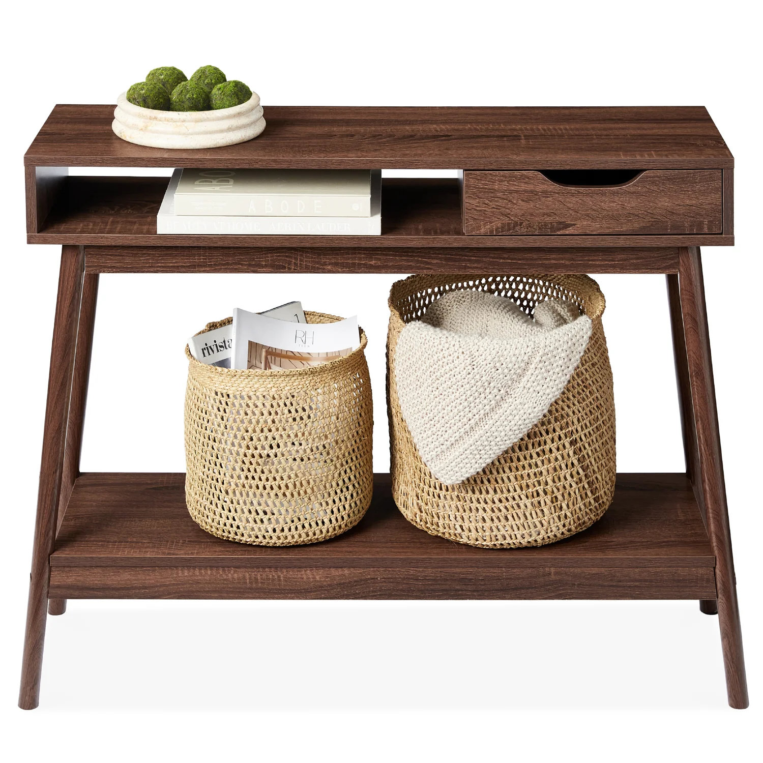 George Oliver Mid-Century Modern Hallway Console Table W/ Cubby, Drawer ...