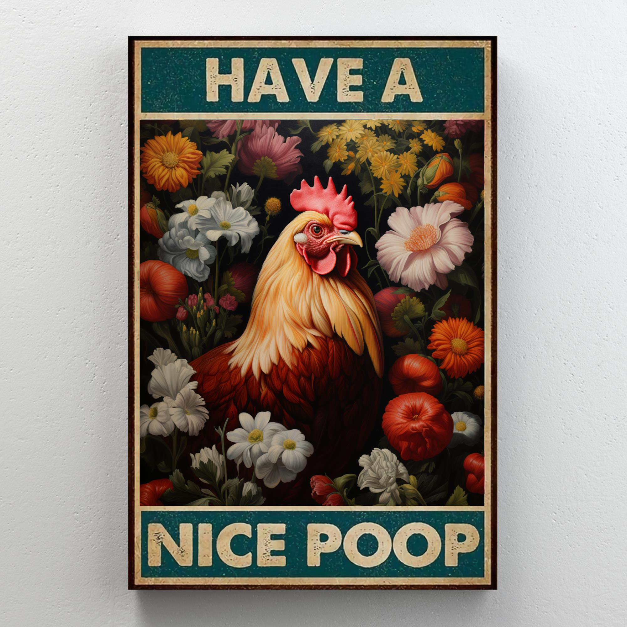 Trinx Hollymay Chicken Have A Nice Poop On Canvas Graphic Art | Wayfair