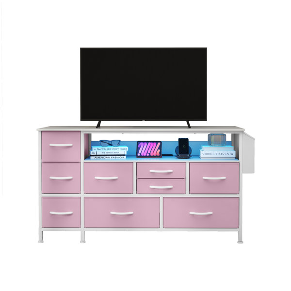 Wrought Studio™ 9 Drawers Dresser, Chest of Drawers With RGB Lights ...