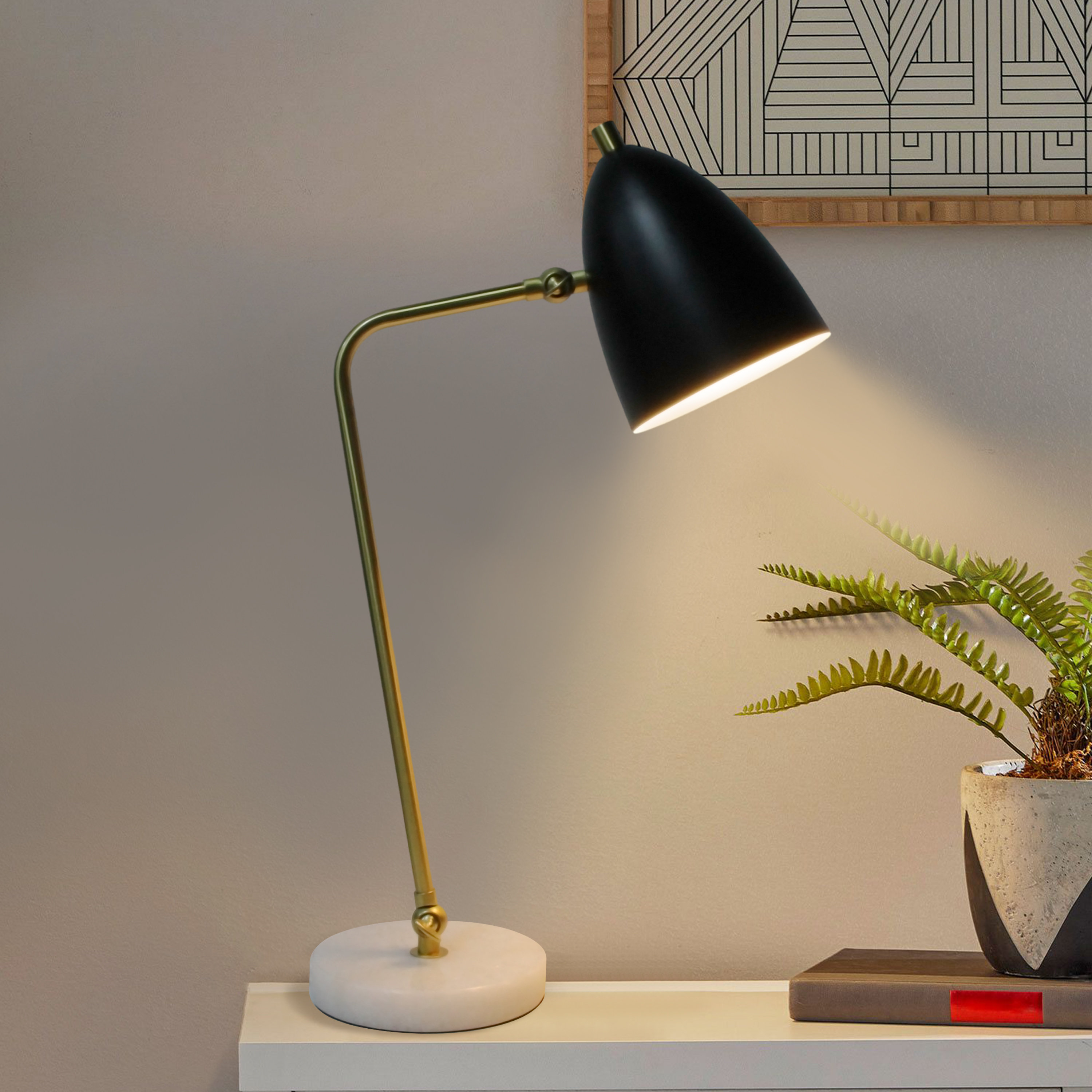 Mercer41 Martiene 22.5" H Industrial Metal Marble Task Table Lamp ...