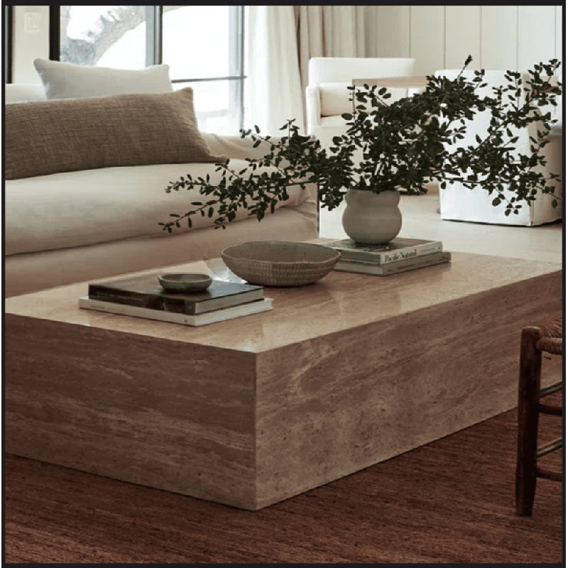 Orren Ellis Deken Genuine Travertine Block Coffee Table - Travertine ...