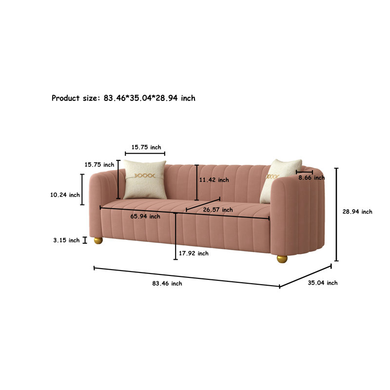 Mercer41 Beonica 83.46'' Velvet Sofa | Wayfair