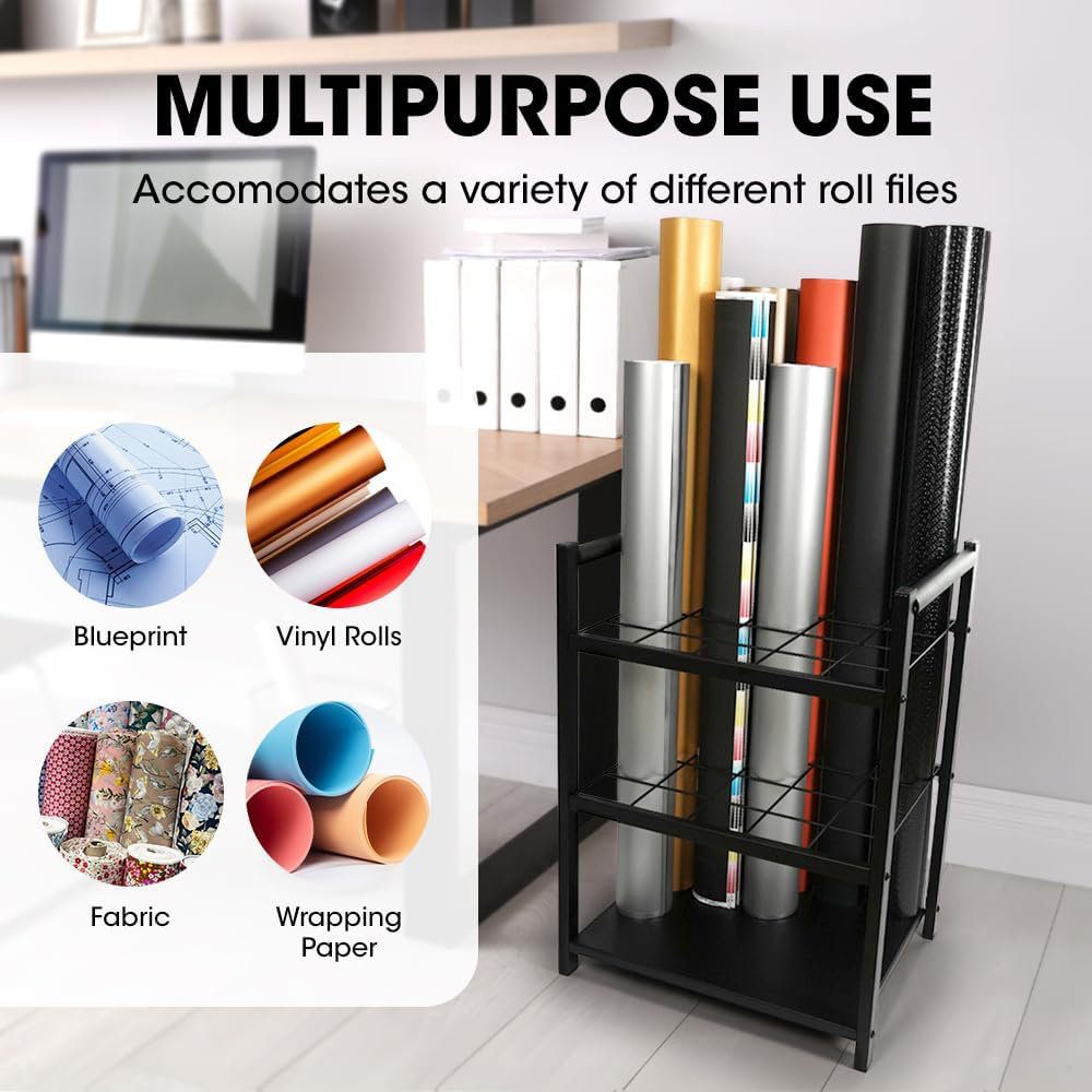 CHUANGWENYI Blueprint Storage Rack, Blueprint Metal Holder 20 Slots ...