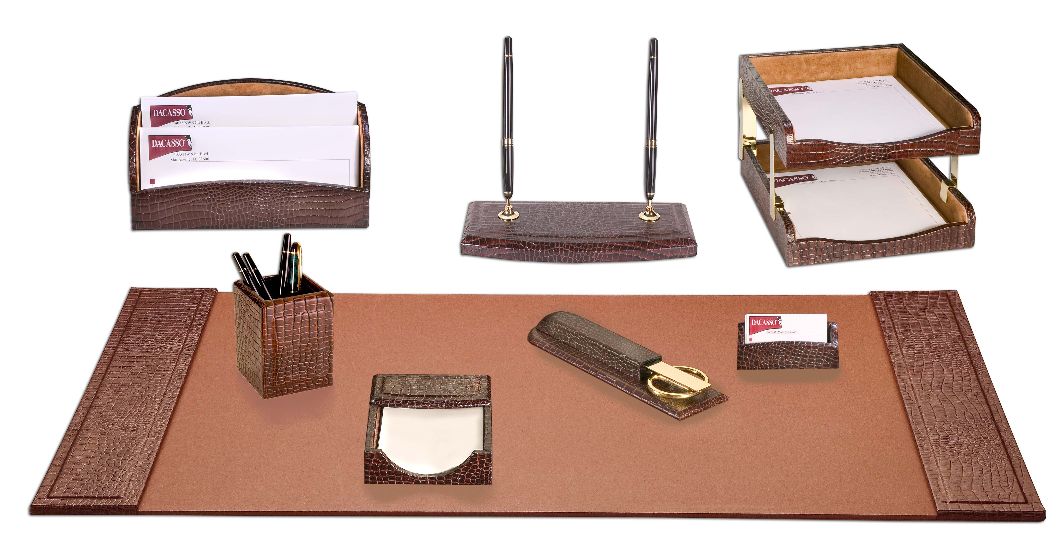 Dacasso Crocodile Embossed 10 Piece Desk Set & Reviews | Wayfair