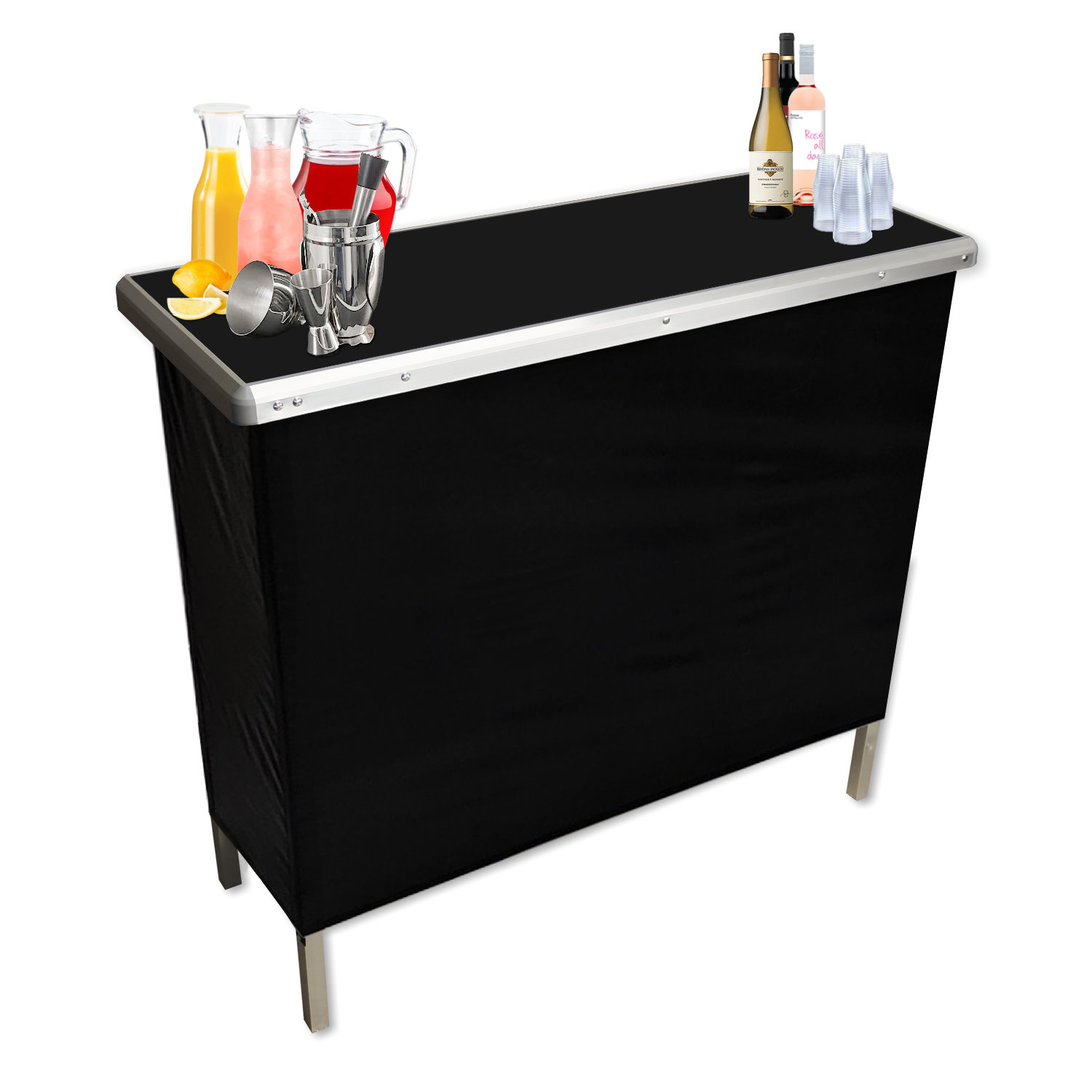 PartyBar Portable Folding Party Bar Home Bar w/ Black & Hawaiian Bar ...