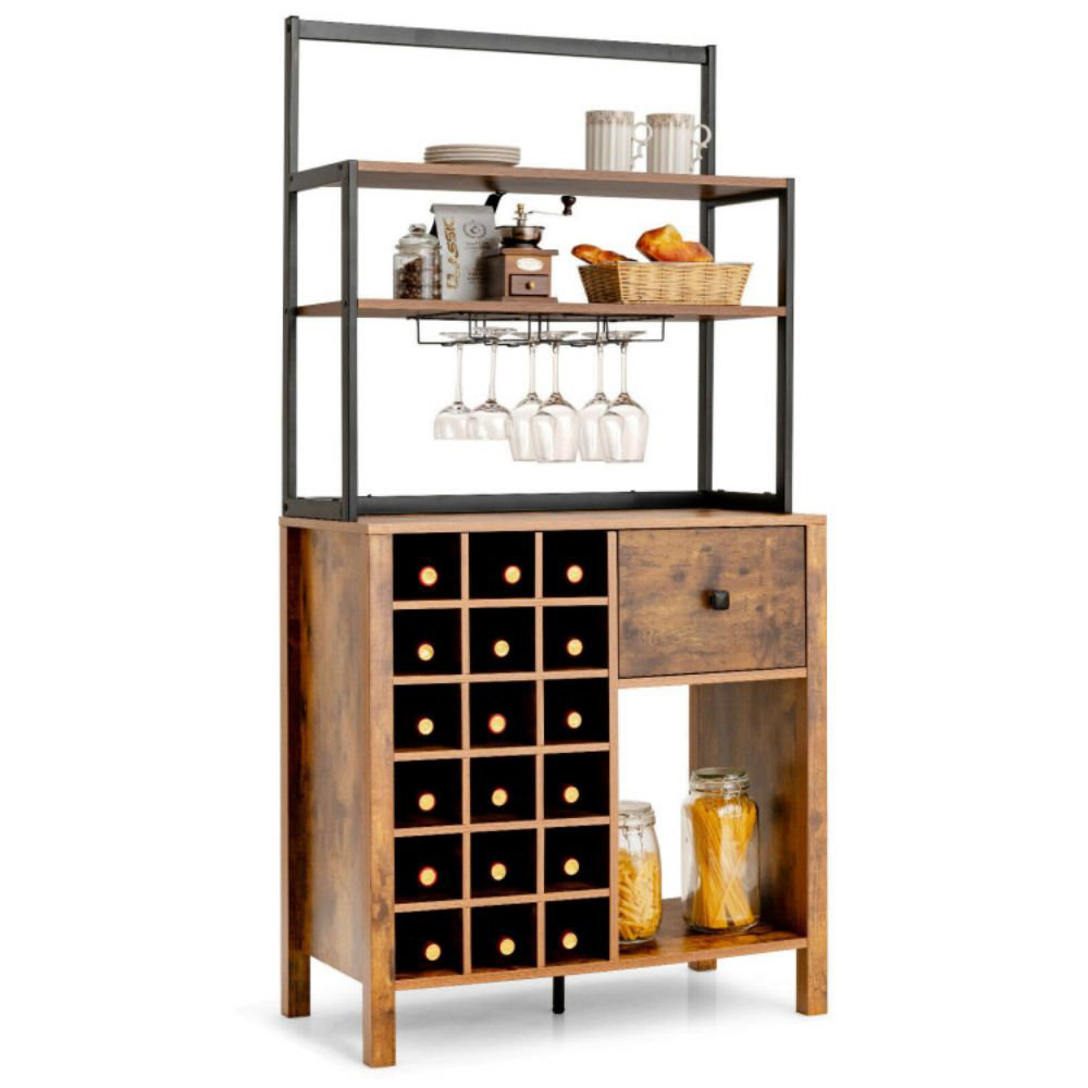 Orren Ellis 25'' Steel Standard Baker's Rack with Wine Glass Storage ...