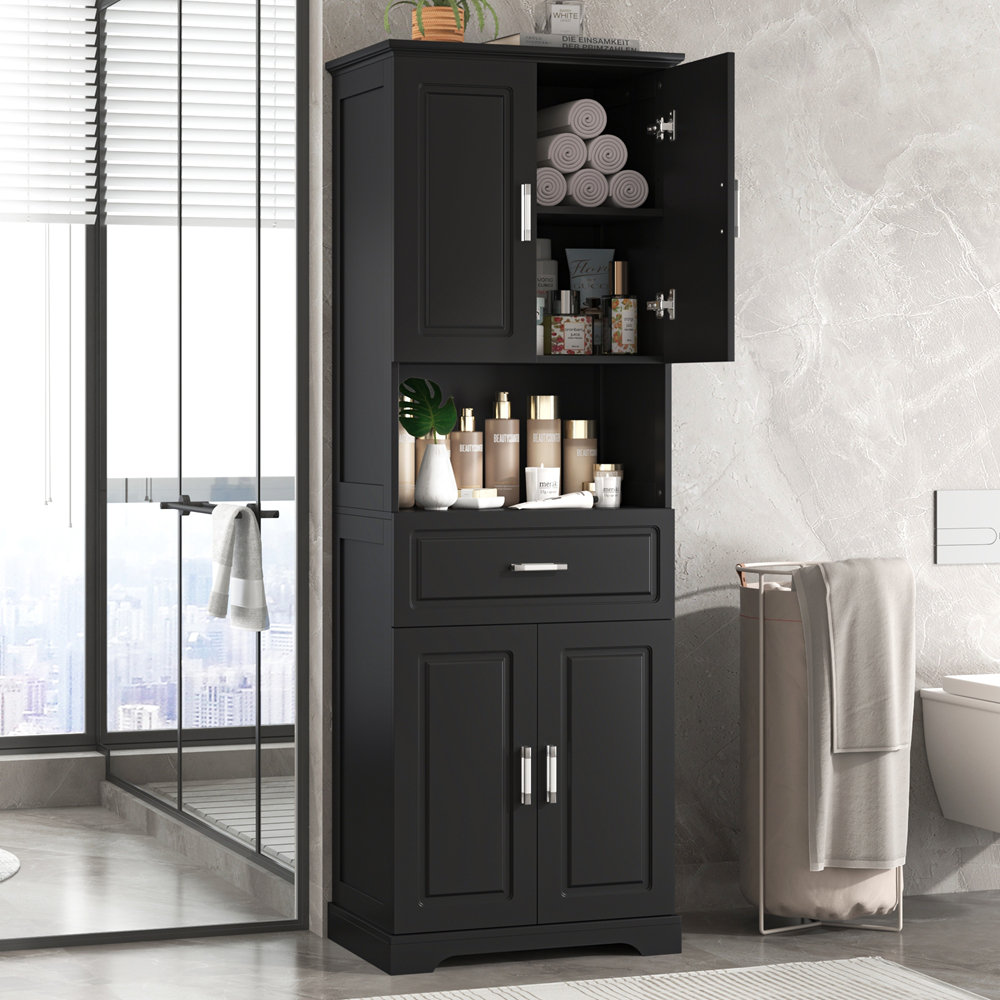 Wondrous Iconic Tall Bathroom Cabinet With Four Doors, Large Storage ...