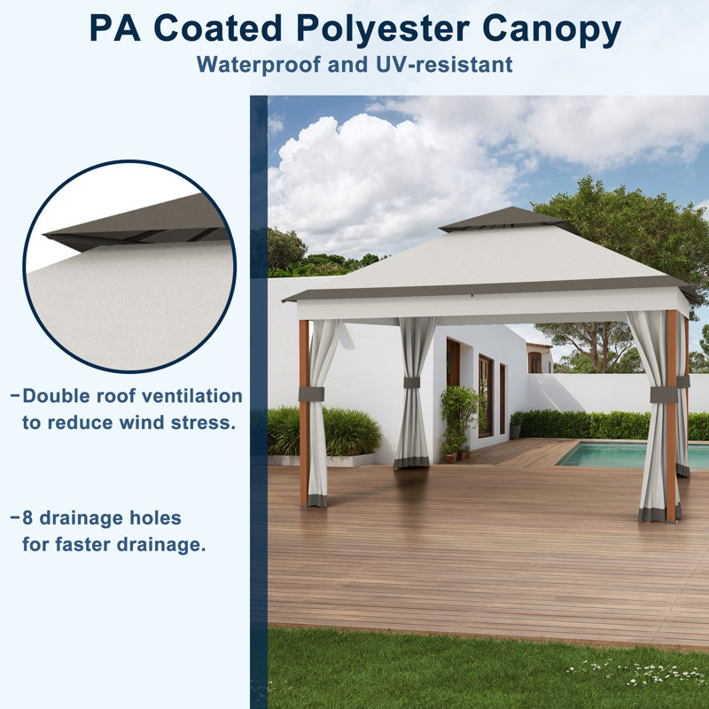 clihome Outdoor Polycarbonate Double Roof Canopy Tent , Iron Frame ...