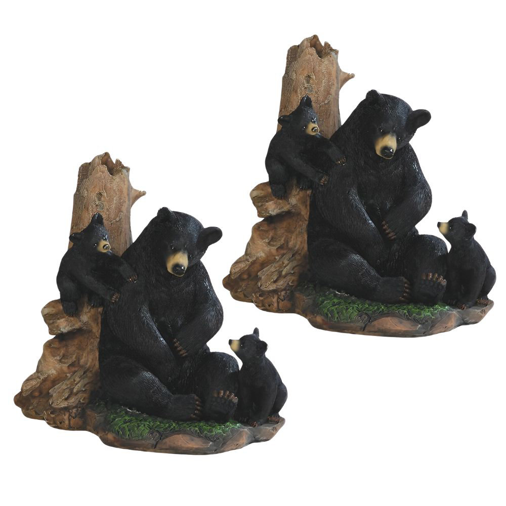 Millwood Pines "2-PC Set" ICE ARMOR 6.5"H Black Bear with Cubs Lying on ...