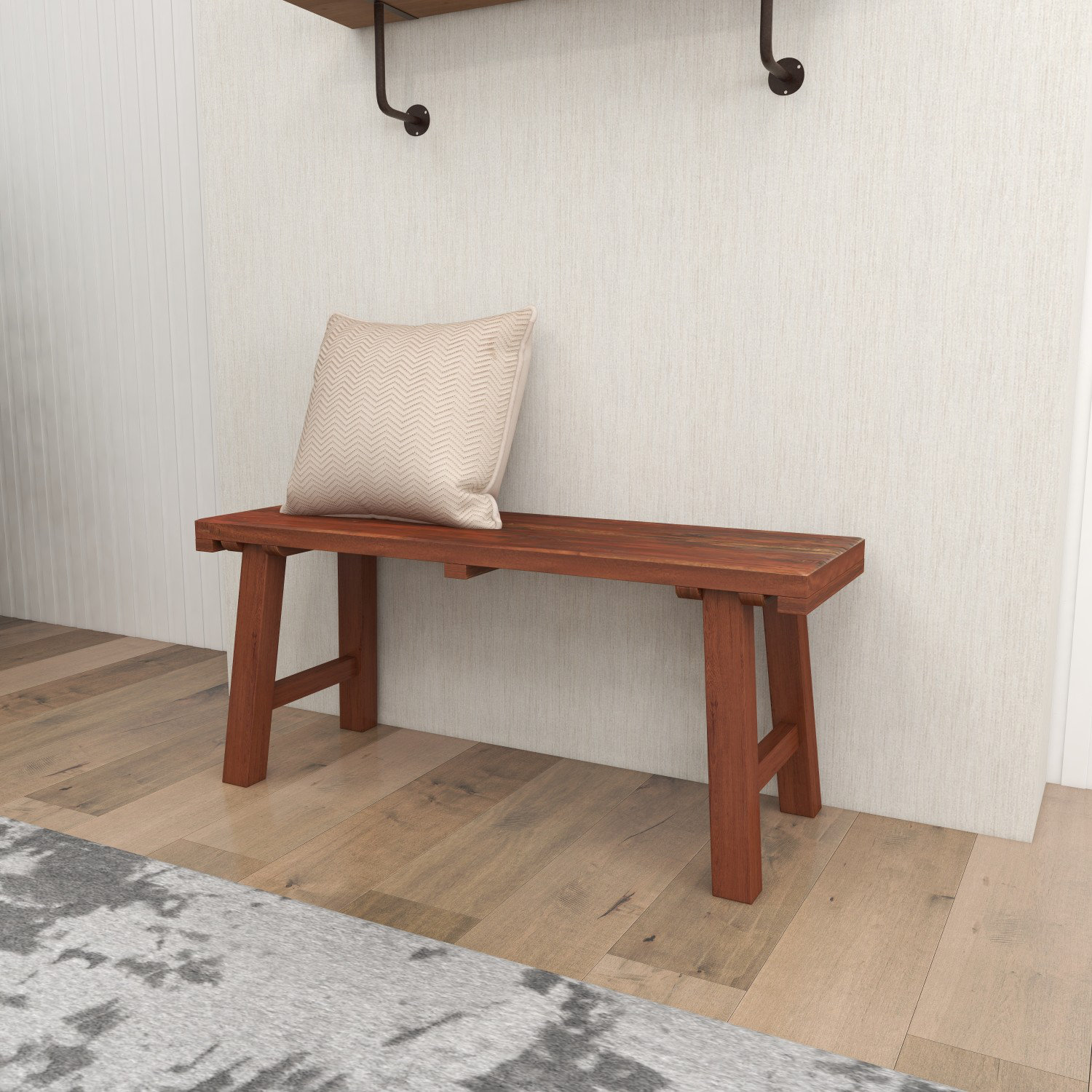 Gracie Oaks Croll Brown Wood Handmade Natural Bench 44" x 14" x 19 ...