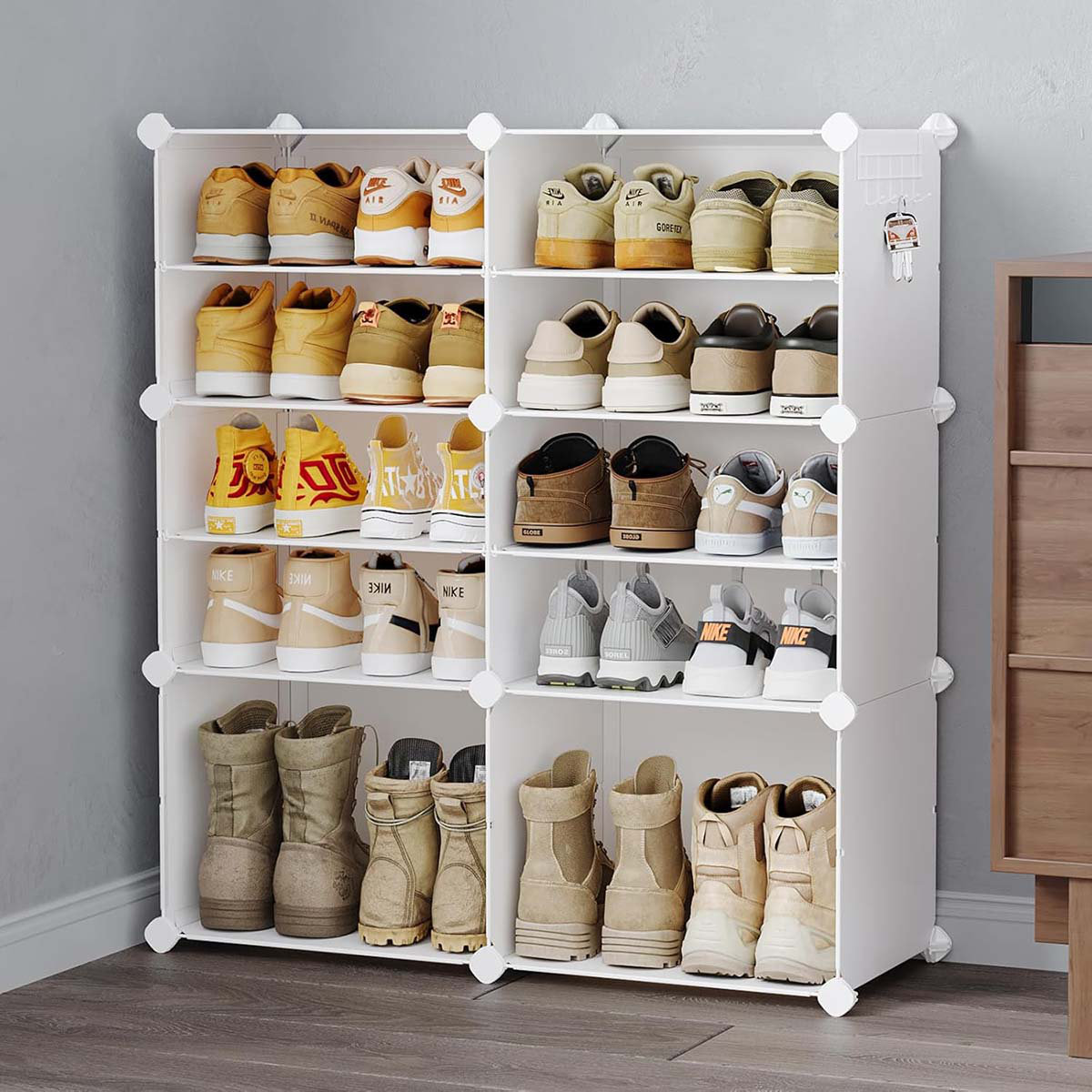 KINOFO Shoe Cubby Storage For Closet,24 Pair Shoe Rack,6 Tier Portable ...