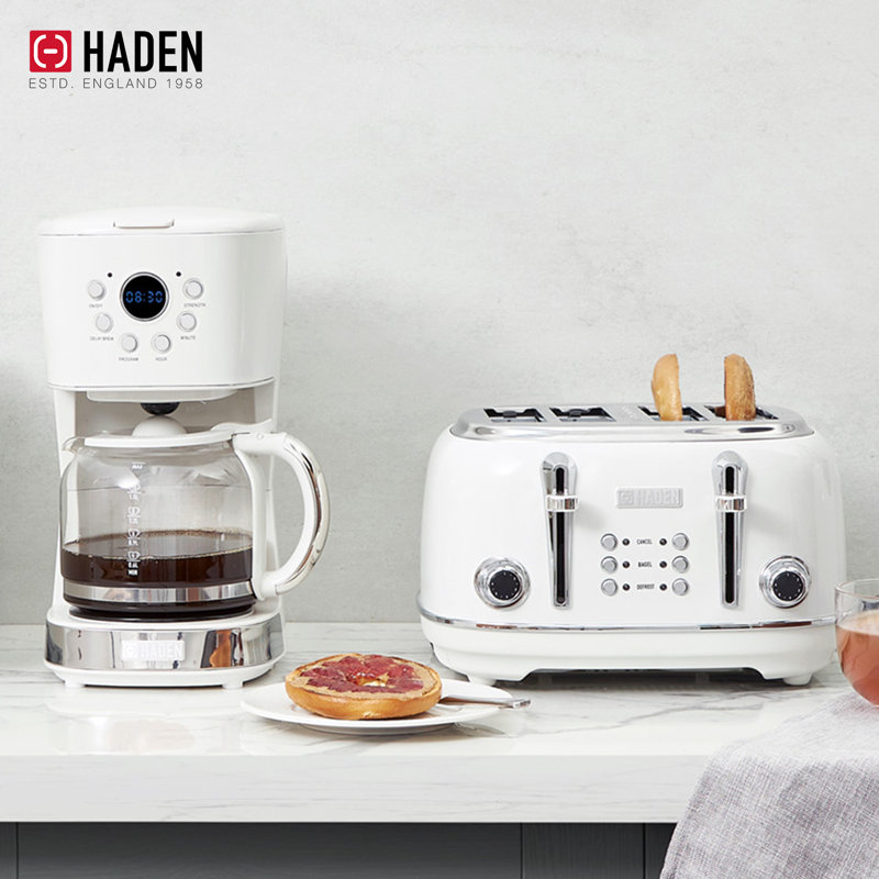 Haden Heritage 4 Slice Toaster & 12 Cup Coffee Maker Set, Stainless ...
