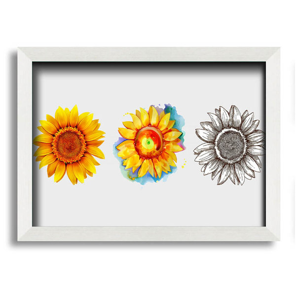 Brambly Cottage Teviston Sunflower Trio - Single Picture Frame Art ...