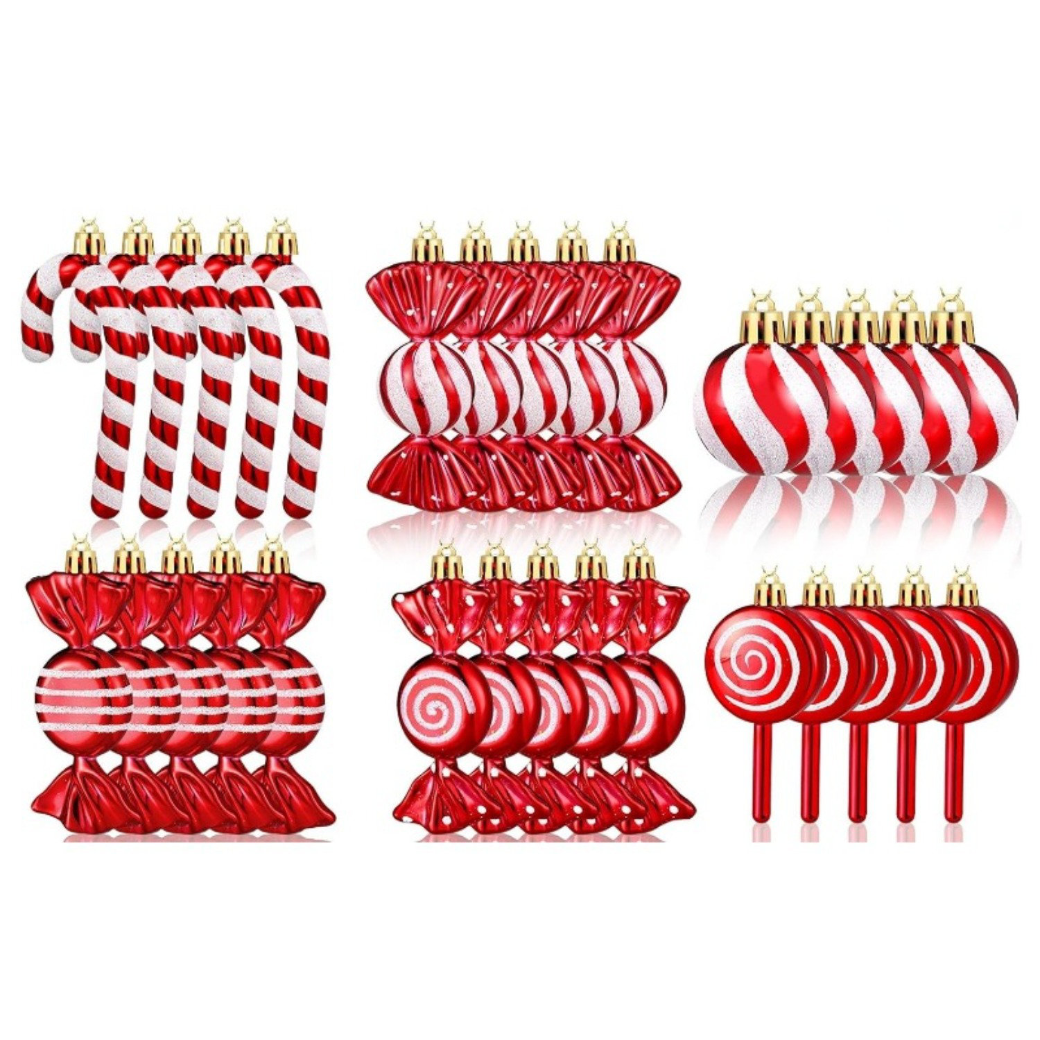 Darby Home Co Christmas Candy Ornament Set 30 Pcs Plastic Peppermint ...