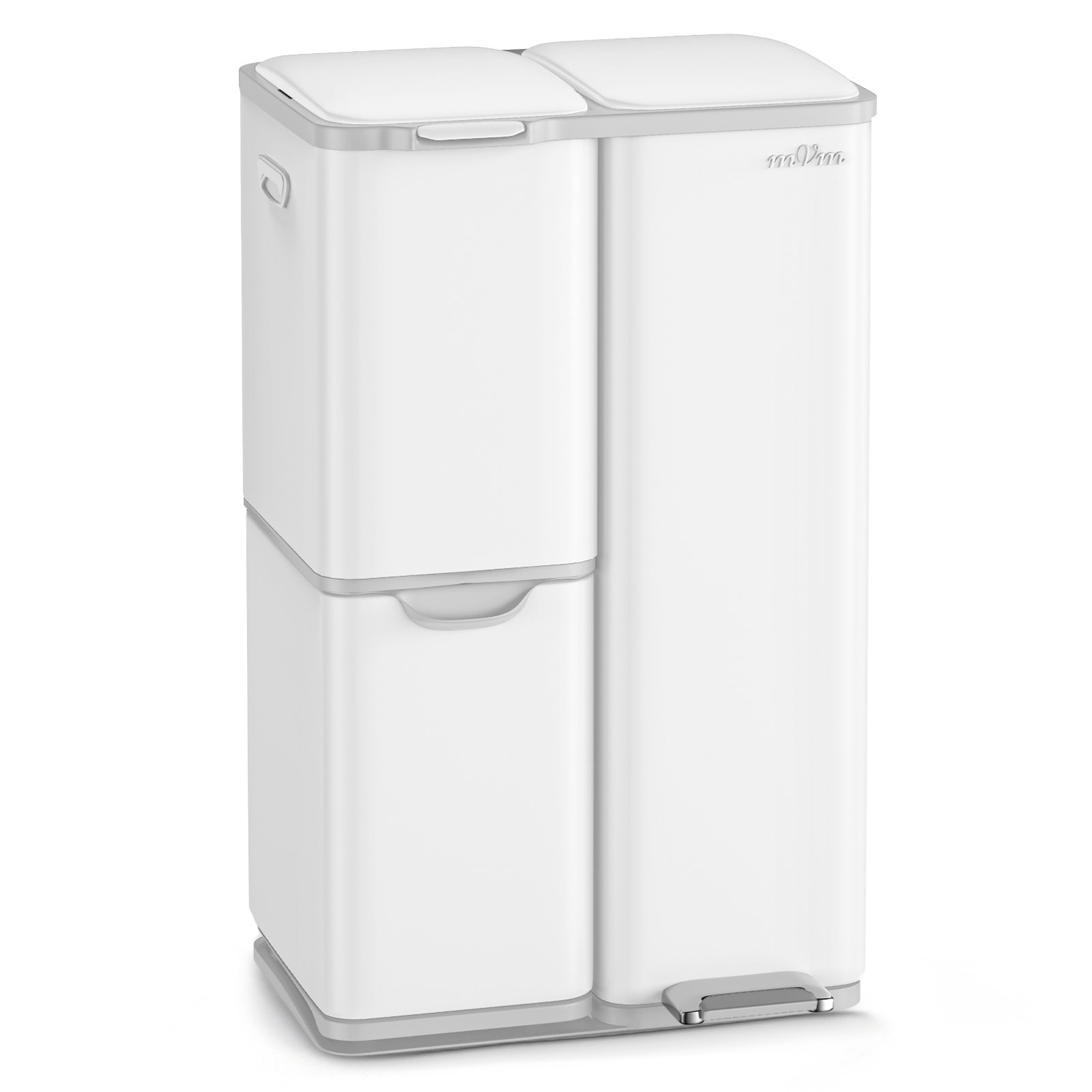 mVm 16 Gal 3 in 1 Kitchen Trash Can, Triple Compartment Garbage Can, Anti Fingerprint Brushed ...