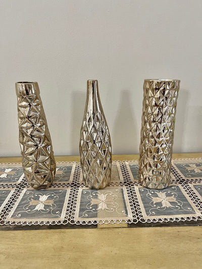 Mercer41 3 Piece Embossed Ceramic Vase Set - 12" | Wayfair