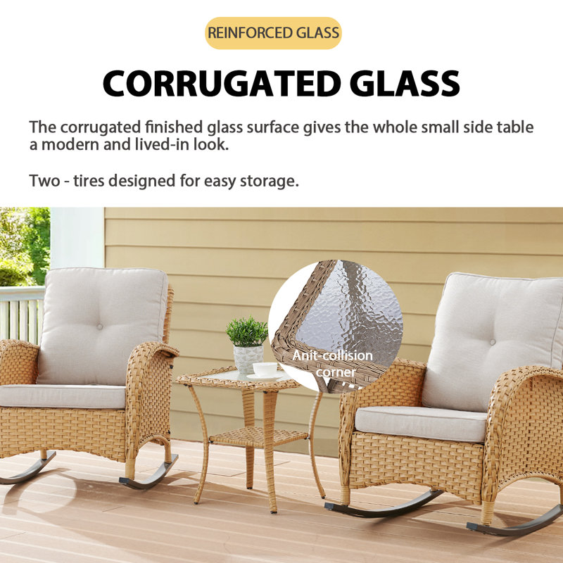 Winston Porter Aluel 2 - Person Rocking Chairs and Side Table Seating ...