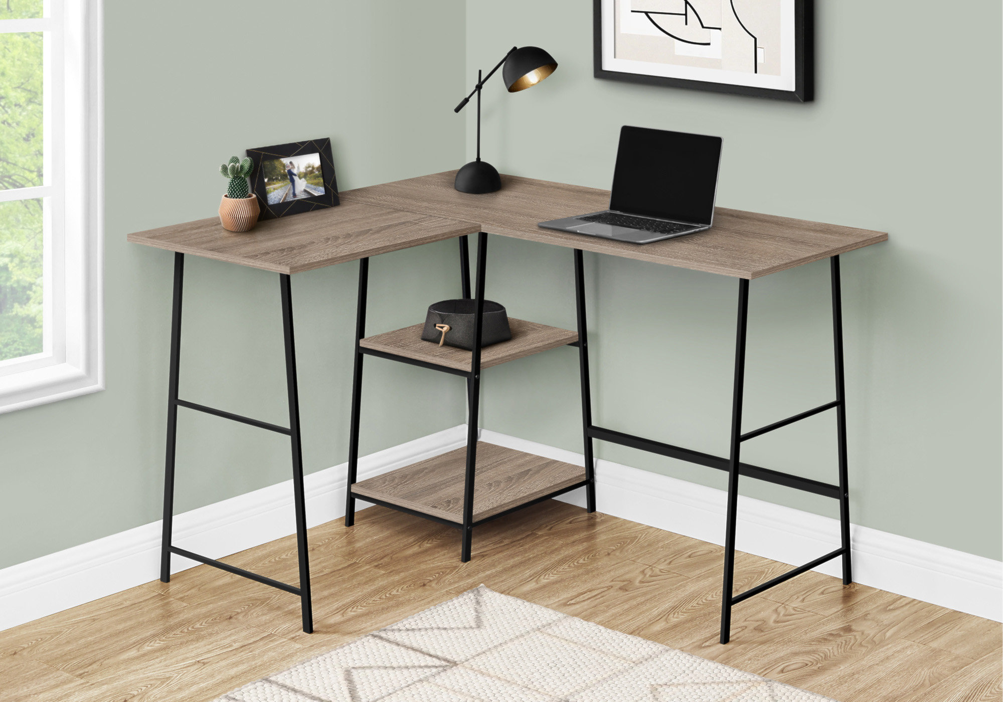 Latitude Run® Computer Desk, Home Office, Corner, Storage Shelves, 48"L ...