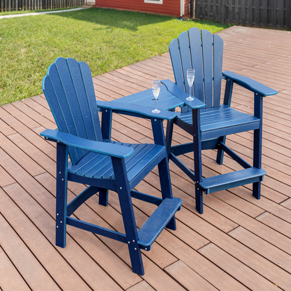 Beachcrest Home™ Lagunas Tall Adirondack Chair Set with Table, Patio ...