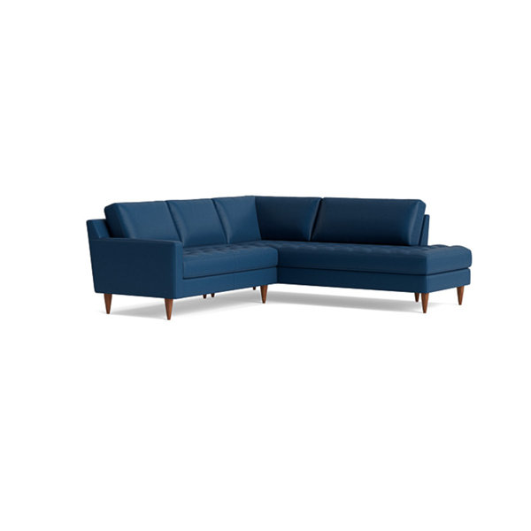 BenchMade Modern MCM Leather Sectional With Bumper (95" X 95") | Perigold