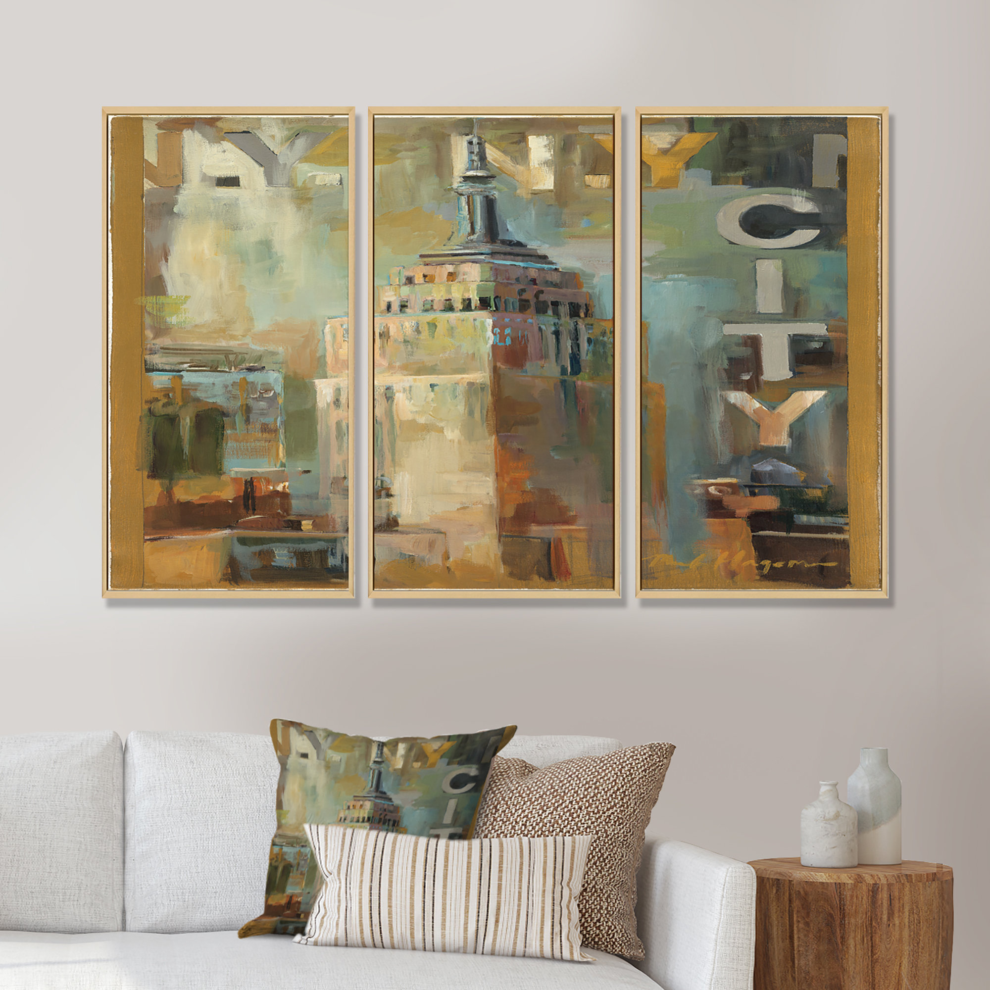 DesignArt Gold Vintage Empire State Building I - Traditional Framed ...