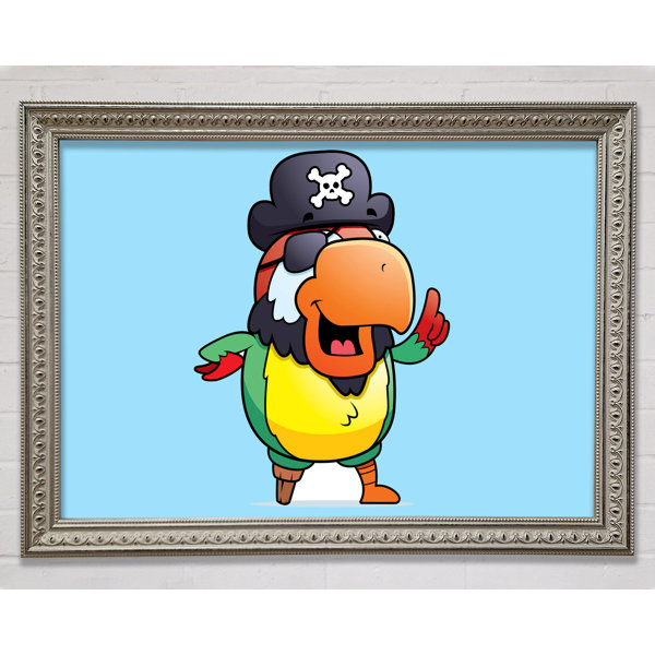 Happy Larry Pirate Parrot Eyepatch Silver Framed Print | Wayfair.co.uk