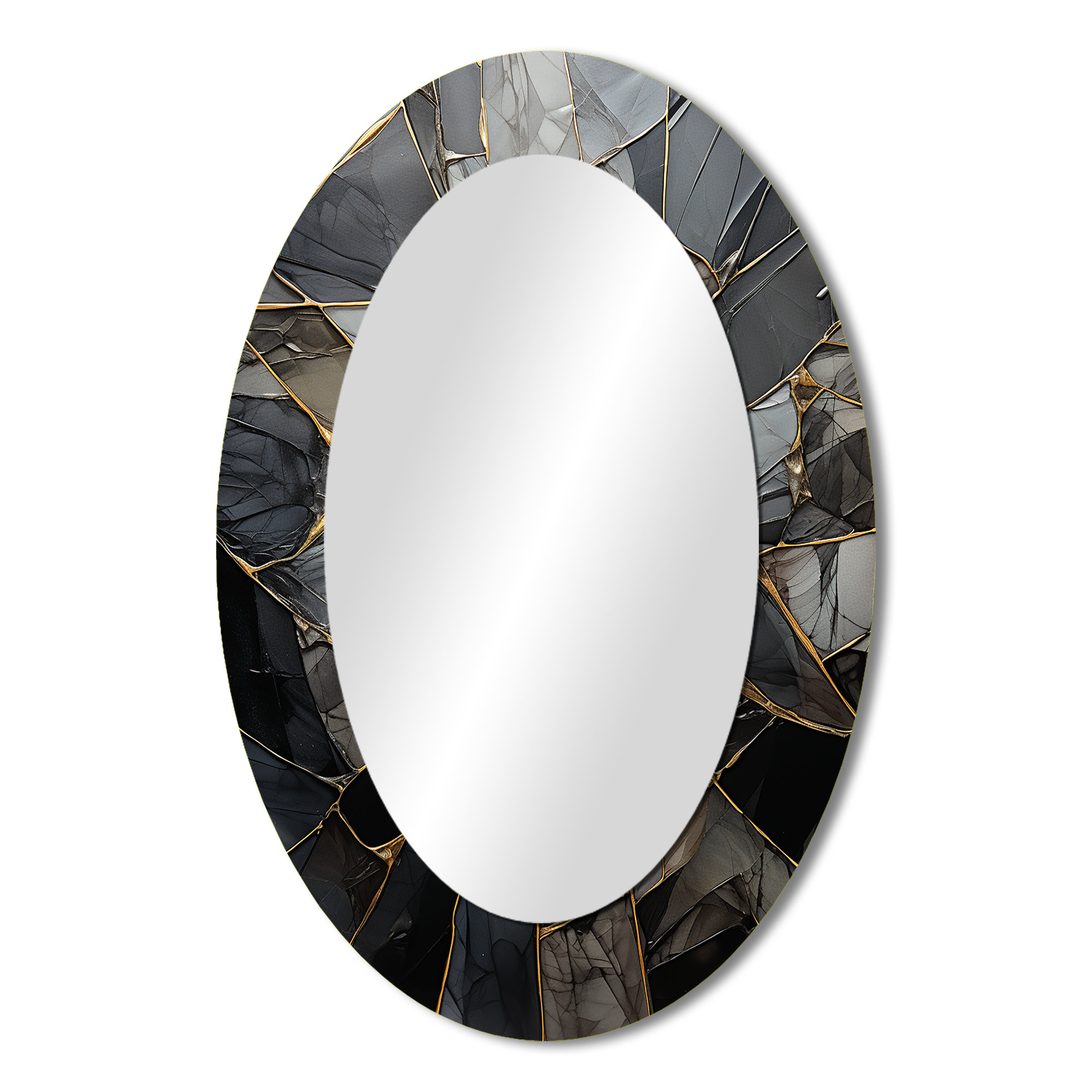 Mercer41 Geometric Glam Contemporary - Large Oval Wall Mirror On Metal ...