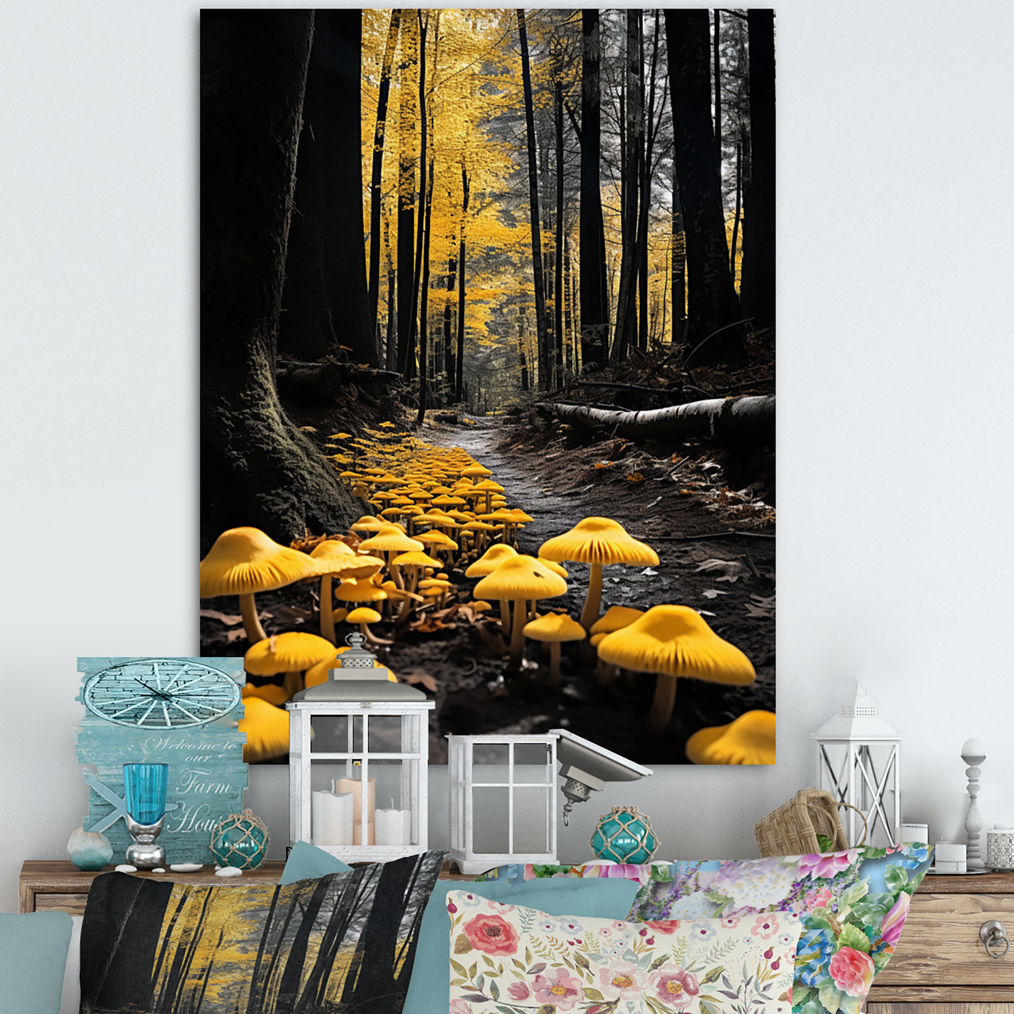 Loon Peak® Yellow And Black Forest Path I - Landscape & Nature Wall ...
