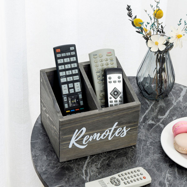 MyGift 2 Slot Solid Wood Remote Control Holder | Wayfair