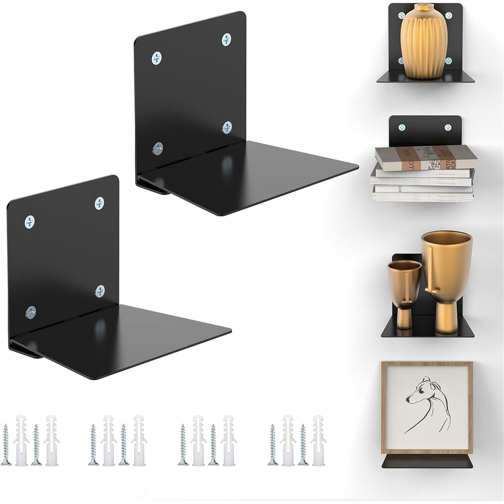 Ebern Designs Invisible Floating Bookcase - Heavy-Duty Steel Wall ...