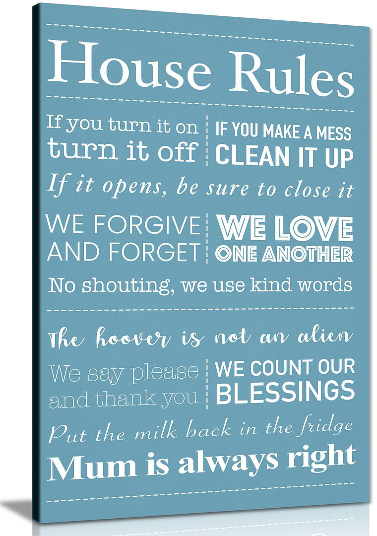 Happy Larry House Rules Canvas Pictures Quote Wall Art Print For Living ...