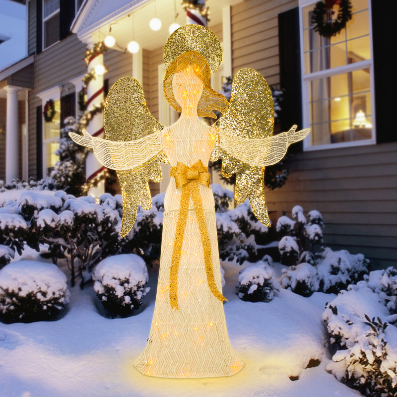 The Holiday Aisle® Christmas Angel Tinsel Outdoor Lighted Pre-lit Led ...